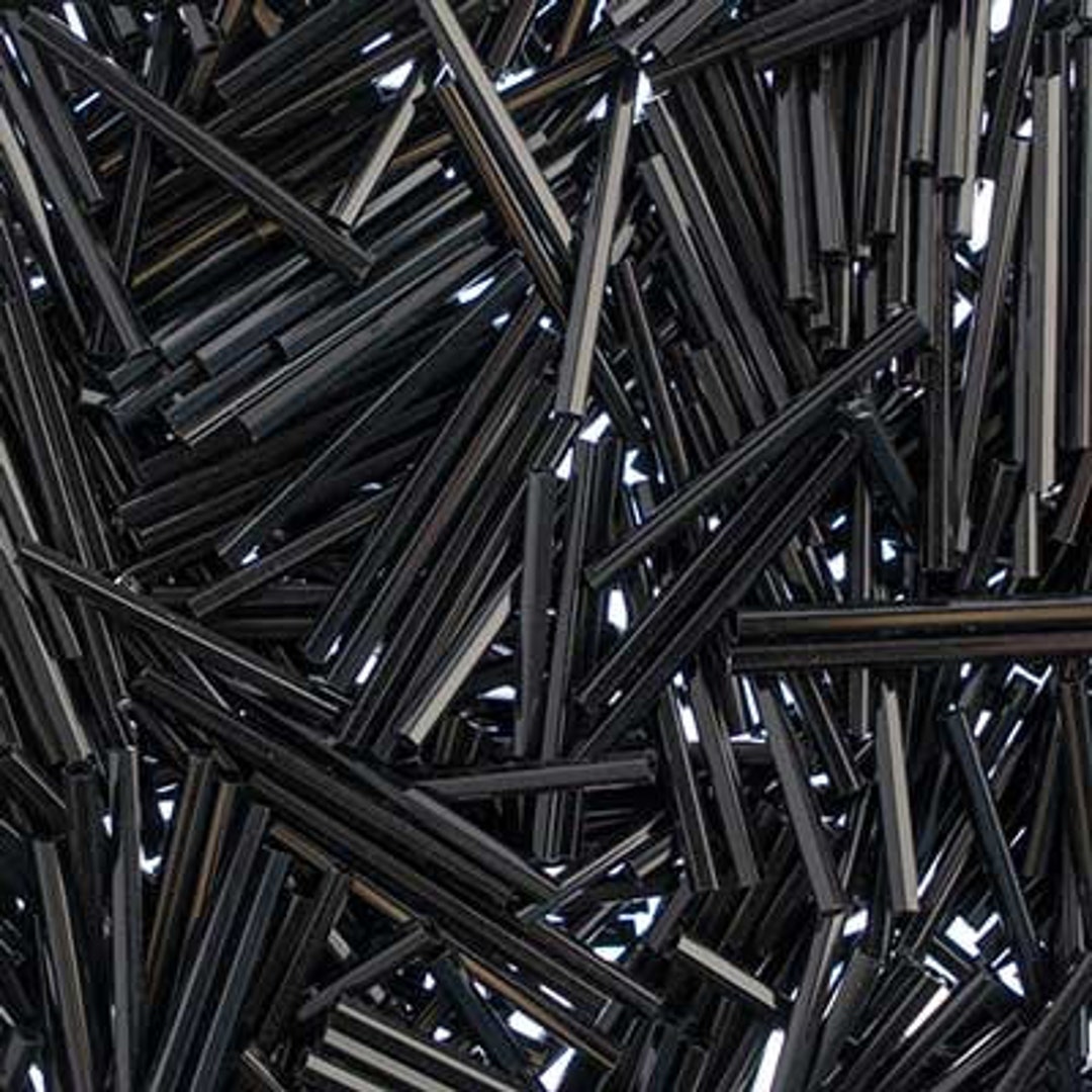 Opaque Black Bugles, 30 Mm or 1 3/8 In, Czech Preciosa, Glass ...