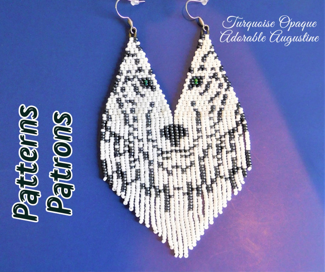 Pattern of Wolf Beaded Earrings, Easy Pattern, Project for a Week End ...