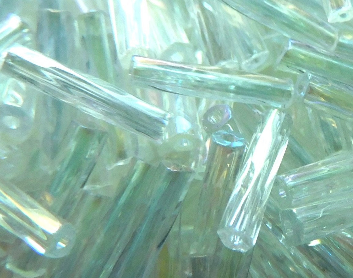 Twisted Transparent Crystal AB Bugles, 9mm or .35in, Czech Preciosa, No ...