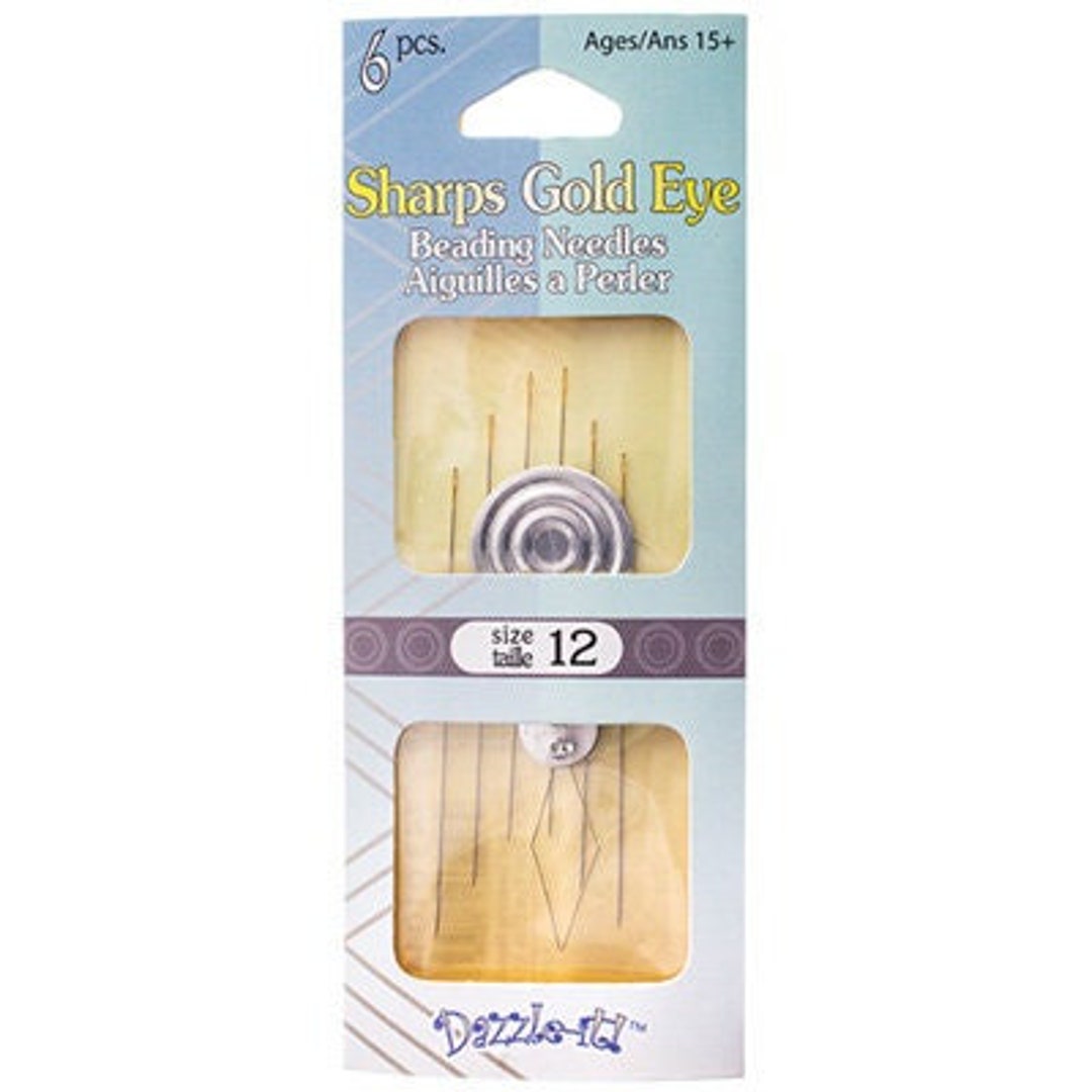 Sharps Gold Eye Beading Needles, 6 Needles, 1 Threader, Size 12, John ...
