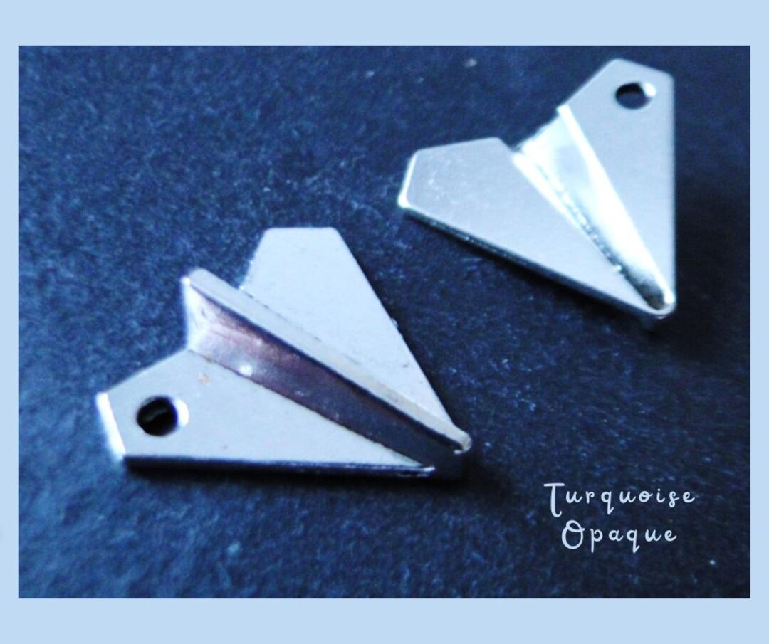 2 Paper Airplane Charms, Origami, 3 Dimensional, for Jewelry Making ...