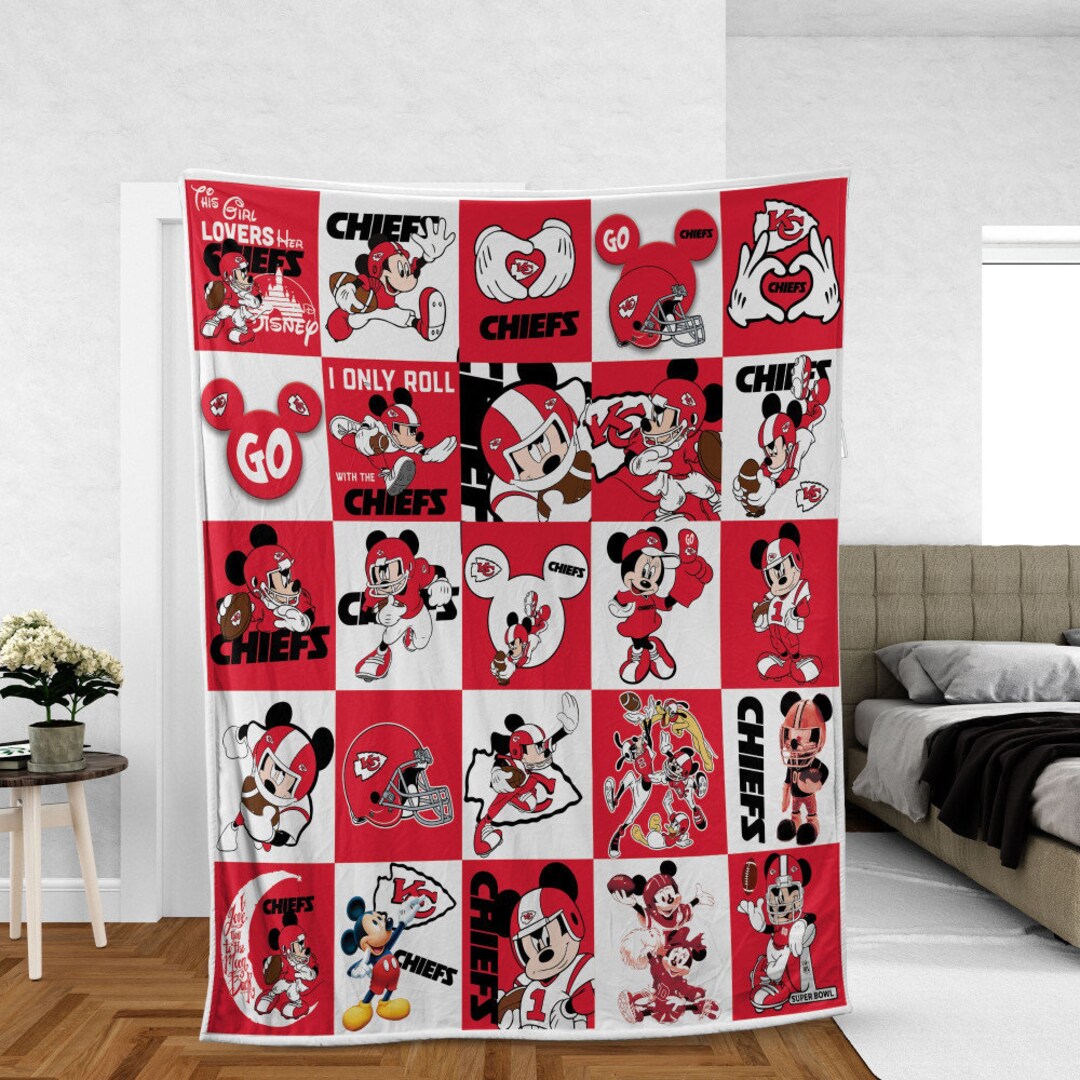 Chiefs Disney Character Mickey Mouse and Football Blanket - Etsy