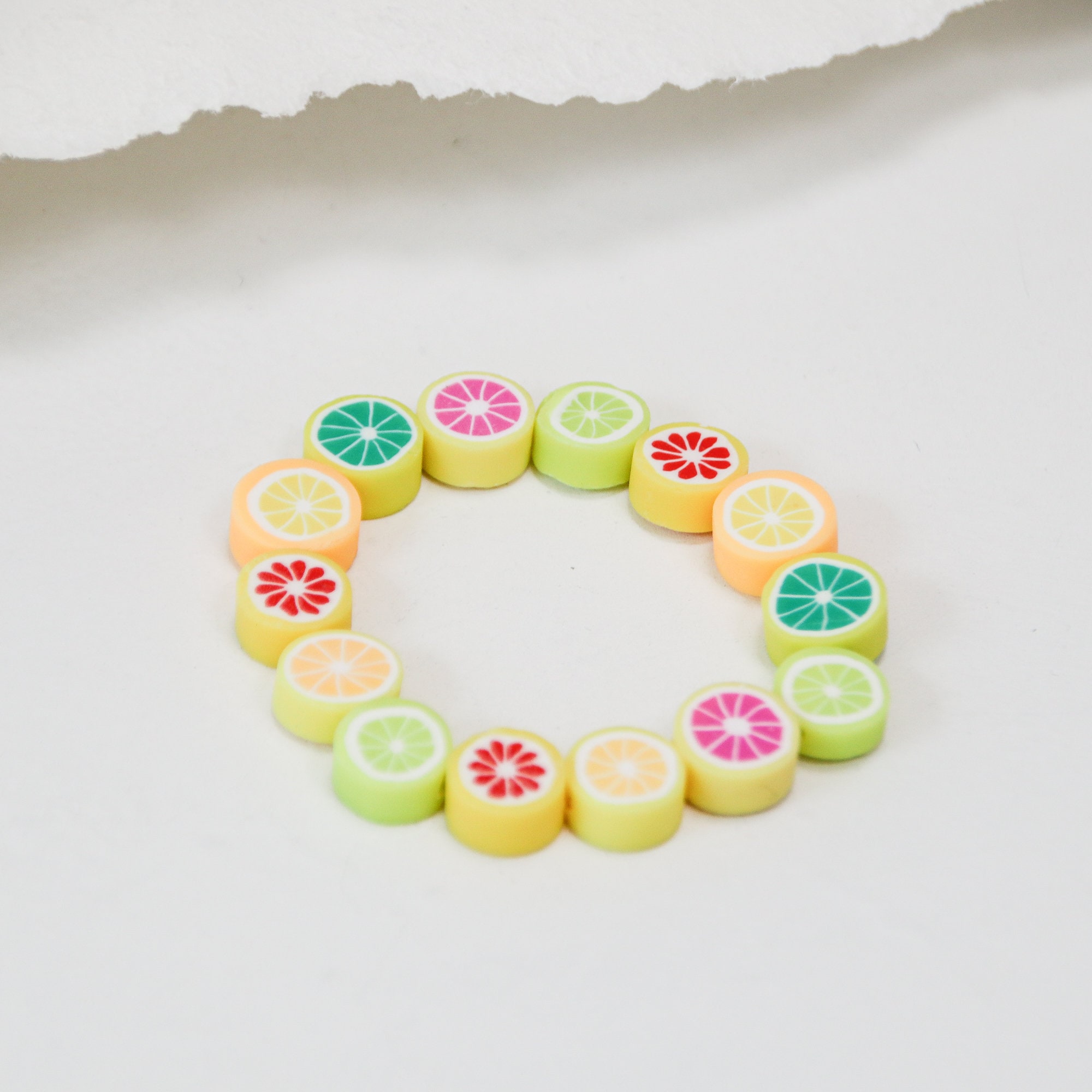 Summer Citrus | Yellow Pink and Green Kid's Beaded Bracelet - Etsy