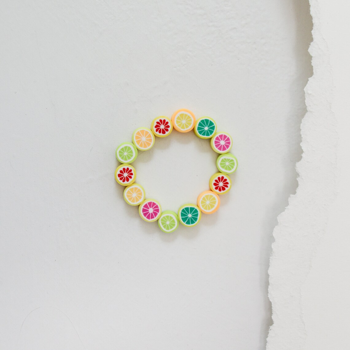Summer Citrus | Yellow Pink and Green Kid's Beaded Bracelet - Etsy