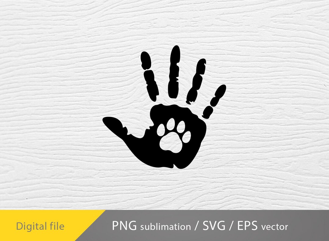Cat Lover Handprint Svg, Hand and Cat Paw, Cat Love Svg Png Eps - Etsy