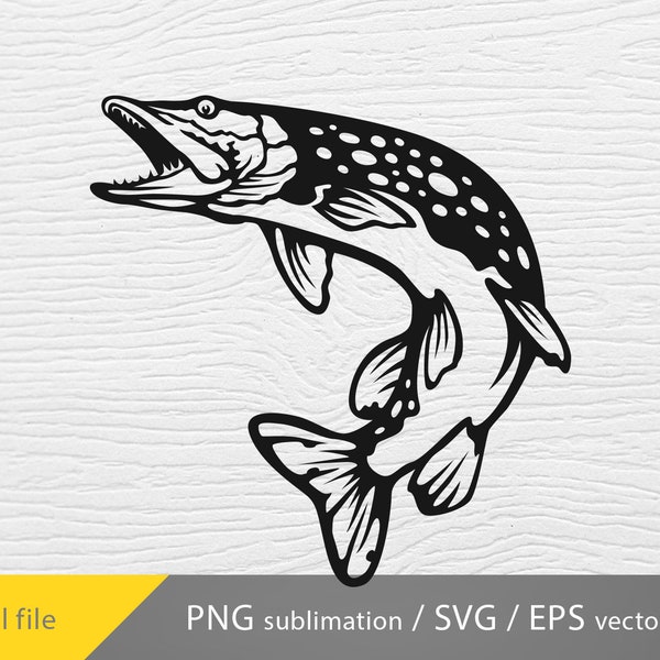 Pike Animal Drawing - Etsy UK