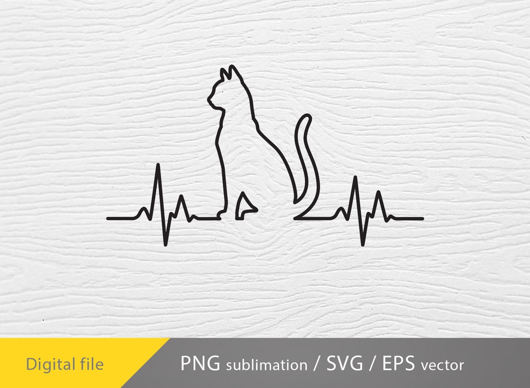Heartbeat Cat Svg, Cat Lover SVG, Cat Heartbeat PNG, Cricut File - Etsy