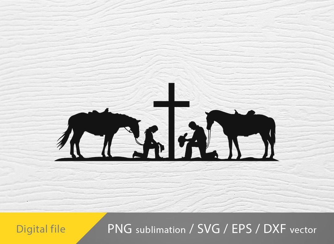 Praying Cowboy Cowgirl Svg, Cowhands Praying at Cross, Cricut File ...