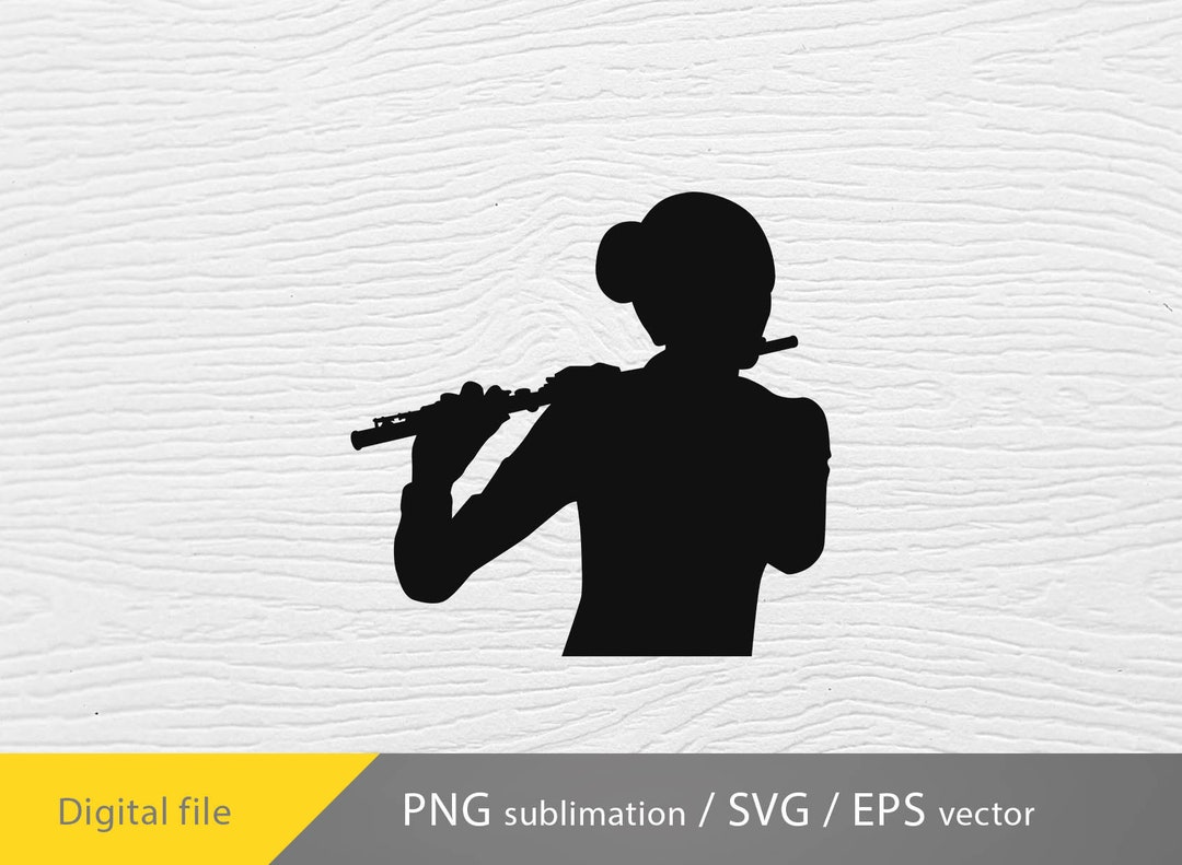 Musician Playing Flute Svg, Girl Playing Flute Silhouette Svg, Flute ...