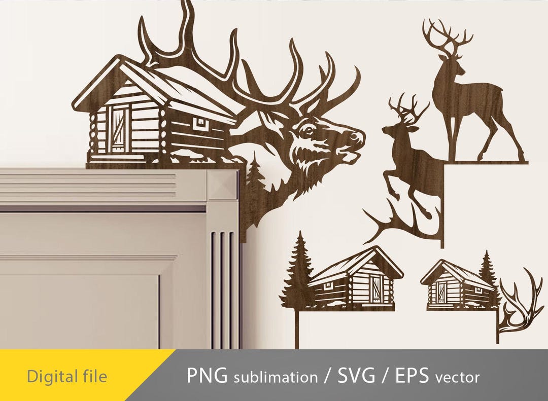 Hunting Door Corner SVG Bundle, Hunting Cabin Svg, Deer Door Corner SVG ...