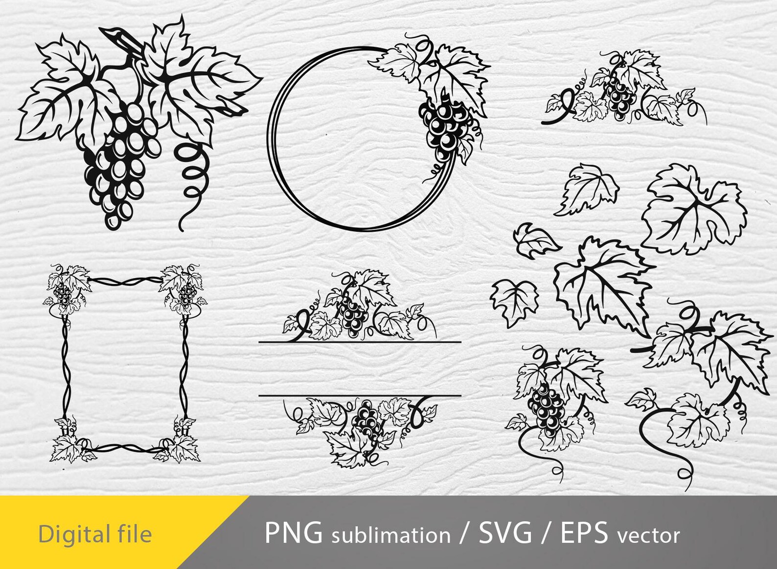 Svg de vigne, feuilles de vigne svg, décoration murale de vigne ...