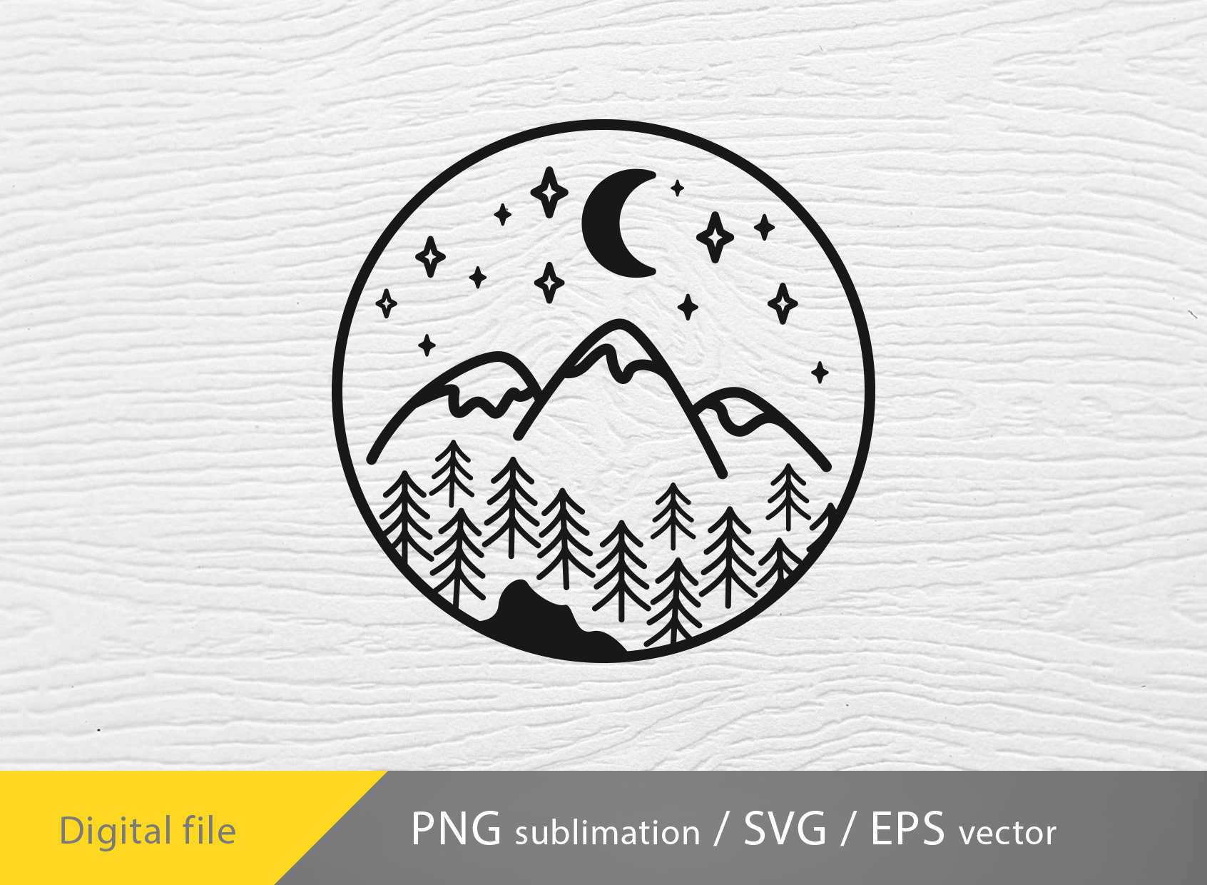 Mountains and Trees Svg Linear Drawing Svg Mountains - Etsy