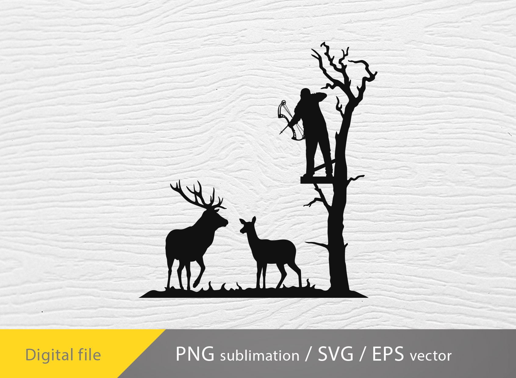 Hunting in Woods Svg, Bow Deer Hunting Svg, Bow Hunting Png, Deer Bow ...