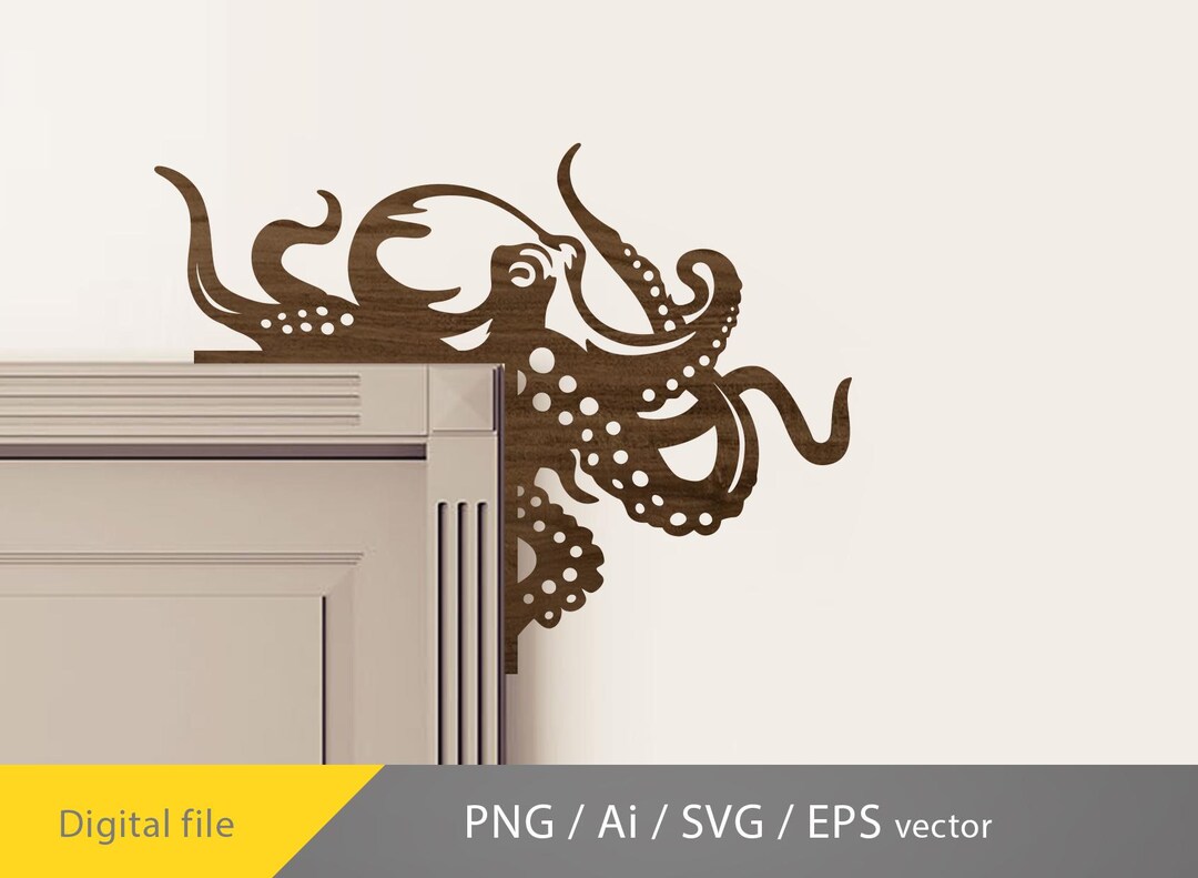 Octopus Door Topper Door Corner Svg, Octopus Door Trim, Octopus Corner ...