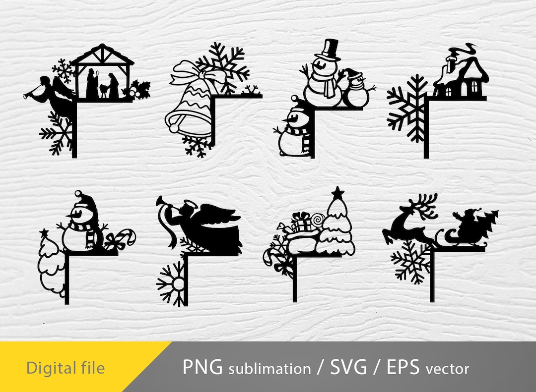 Christmas Door Corners Svg, Christmas Scene Svg, Laser Cut, Christmas ...