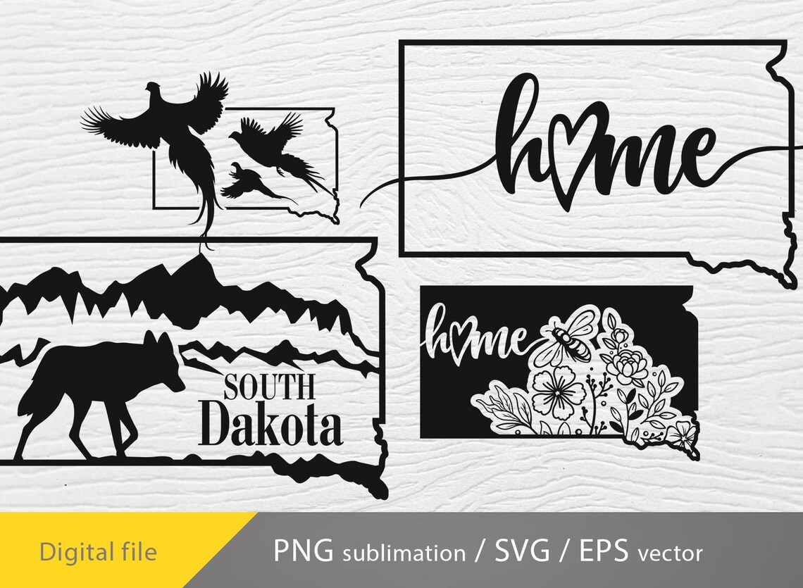 South Dakota State SVG, Cut File Cricut, South Dakota Silhouette, South ...