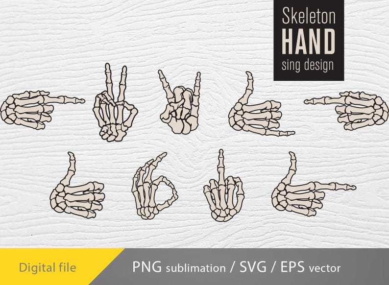 Skeleton Hands Bundle Svg, Skeleton Design Png, Skeleton Hand Sing Svg ...
