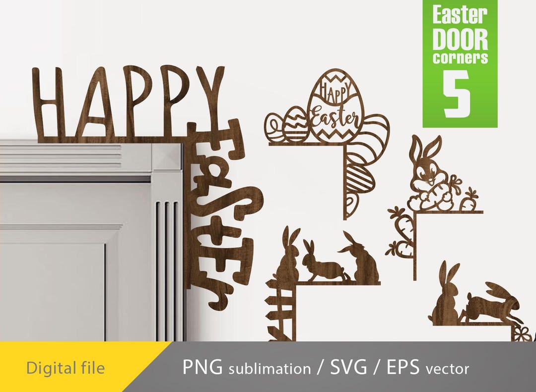Easter Door Corner Svg, Easter Svg, Easter Eggs Svg, Laser Cut, Cricut ...