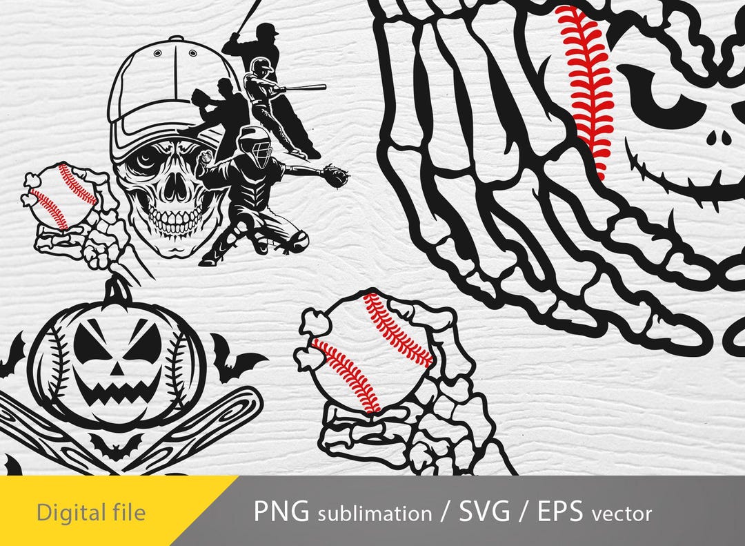 Baseball Halloween Svg Bundle, Baseball Skeleton Svg, Baseball ...