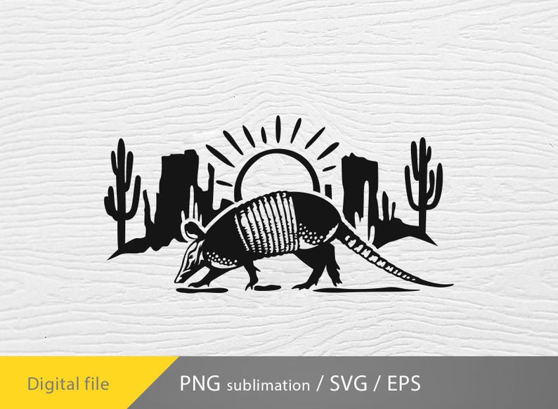 Desert Armadillo Svg, Armadillo Svg, Desert Cactus Svg Png Sublimation, Western Design Svg - Etsy