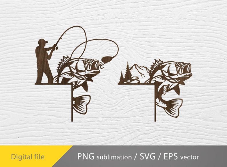 Fishing Door Corner SVG Bundle, Bass Door Corner SVG, Home Decor Svg ...