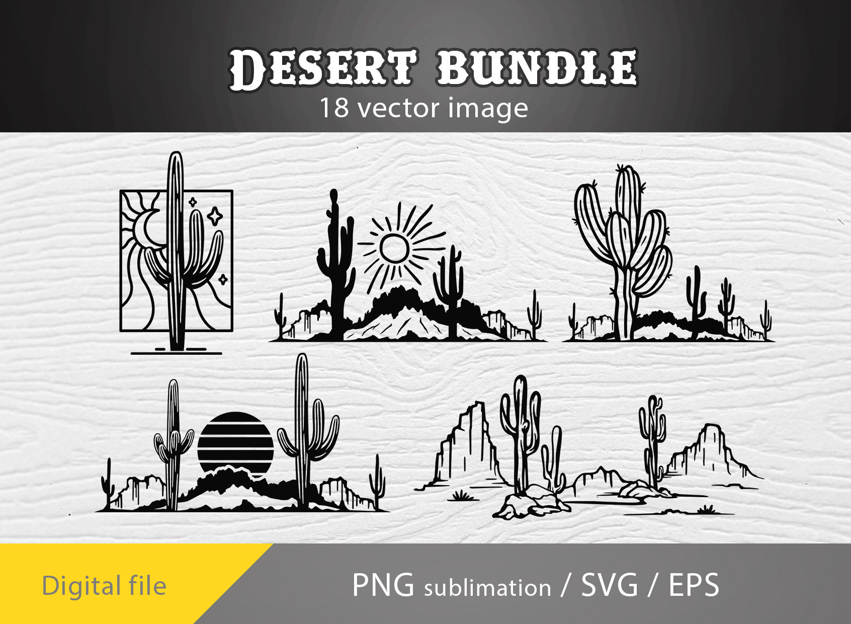 Cactus SVG, Desert Bundle Svg, Desert Landscape SVG, Cricut, Desert ...