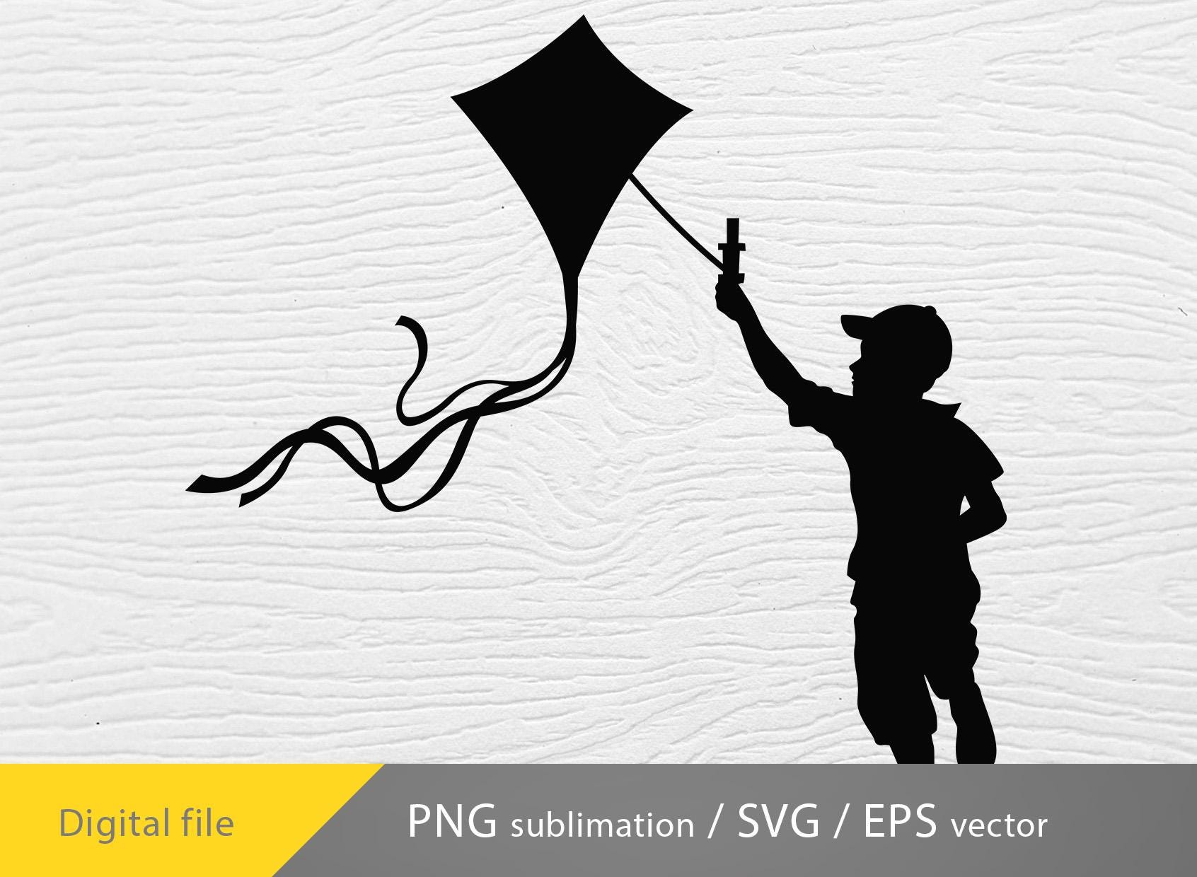 Kite Svg, Kite Cricut File, Boy Flying A Kite Svg, Silhouette, Kite Png ...