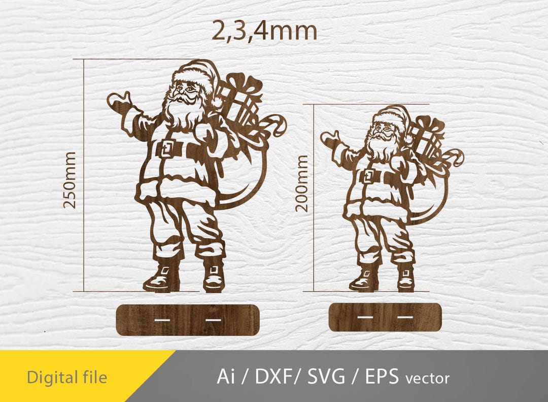 Santa Svg, Laser Cut Santa & Stand, Christmas Svg, Christmas Decor SVG ...