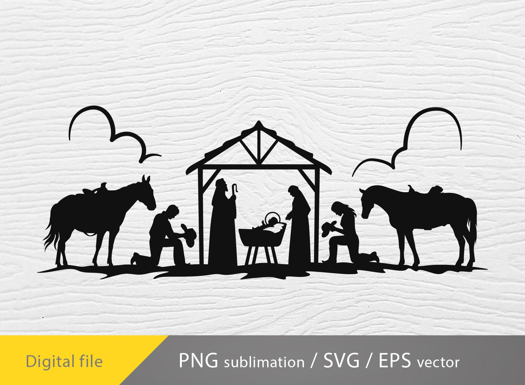 Cowboy Christmas Svg, Religious Scene Svg, Birth of Christ, Christian ...
