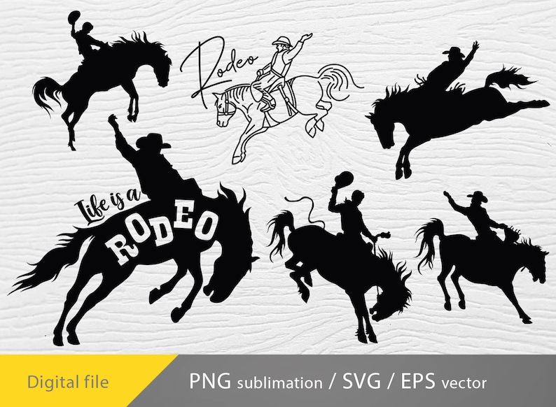 Cowboy Rodeo Bundle Svg Rodeo Horse Svg, Bucking Rodeo Svg, Cowboy ...