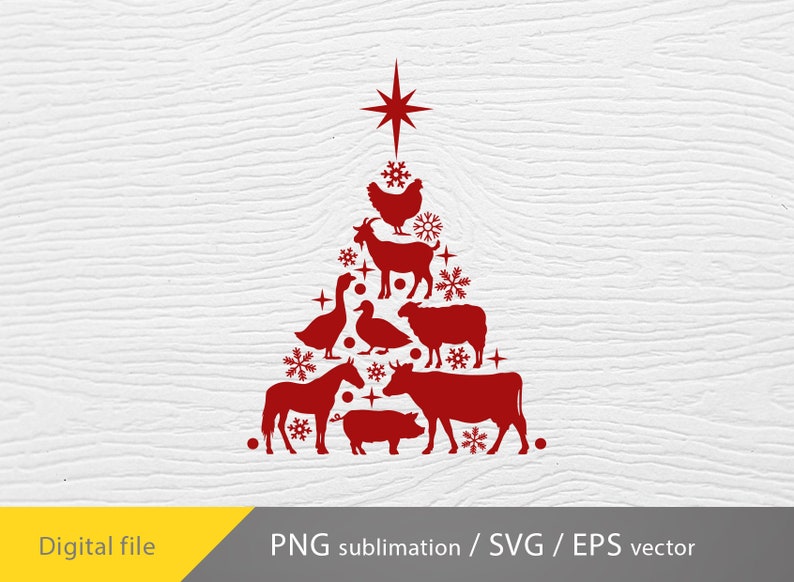 Farm Christmas Svg, Farmhouse Svg, Christmas Tree Png, Christmas Farm ...