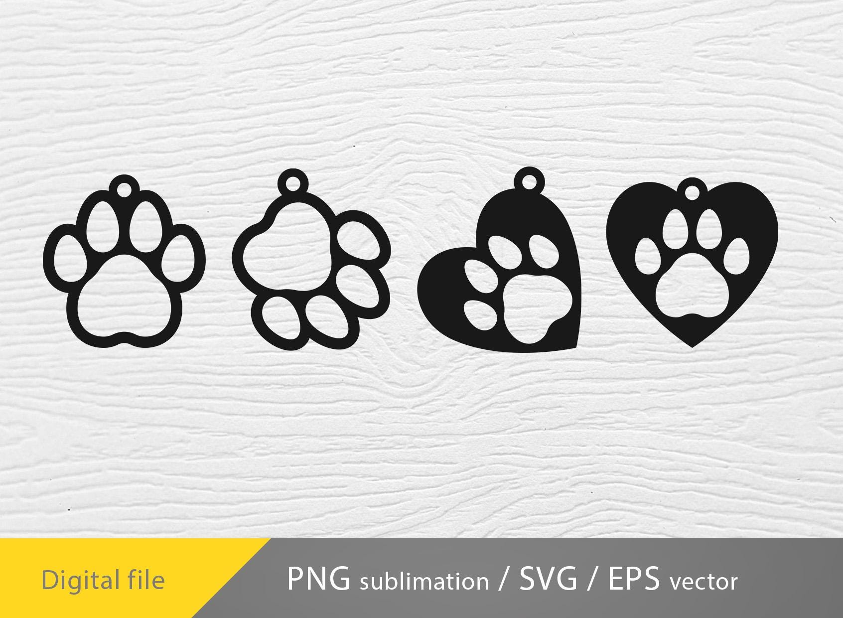 Dog Paw Ornament SVG Digital File, Cat Paw Laser Cut, Christmas Tree ...