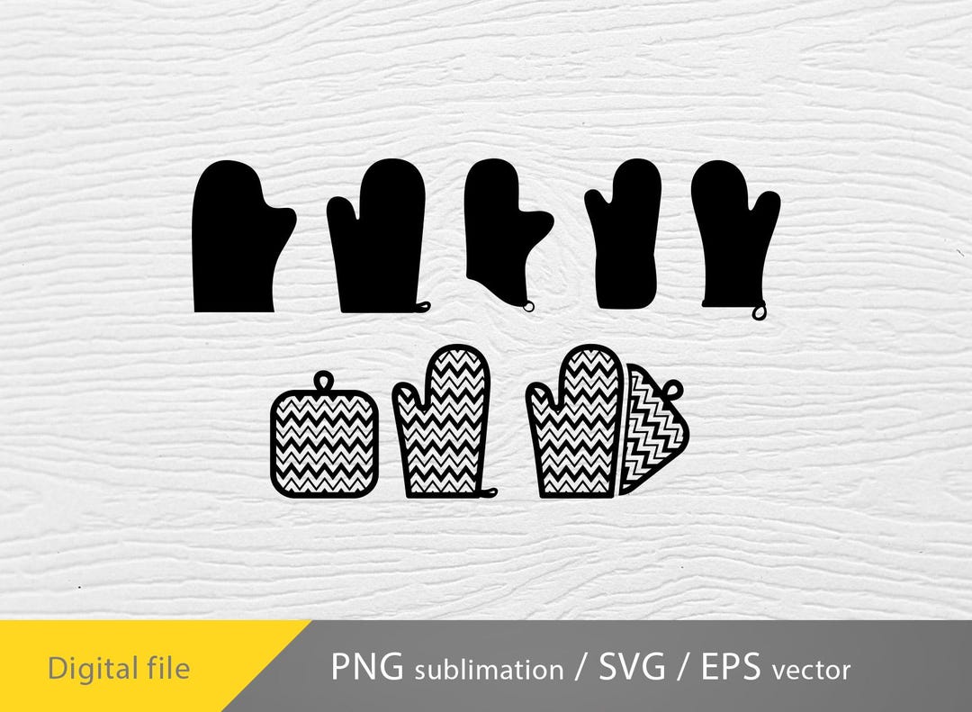 Oven Gloves SVG Shape Silhouette Bundle, Digital Download, Oven Mitts ...