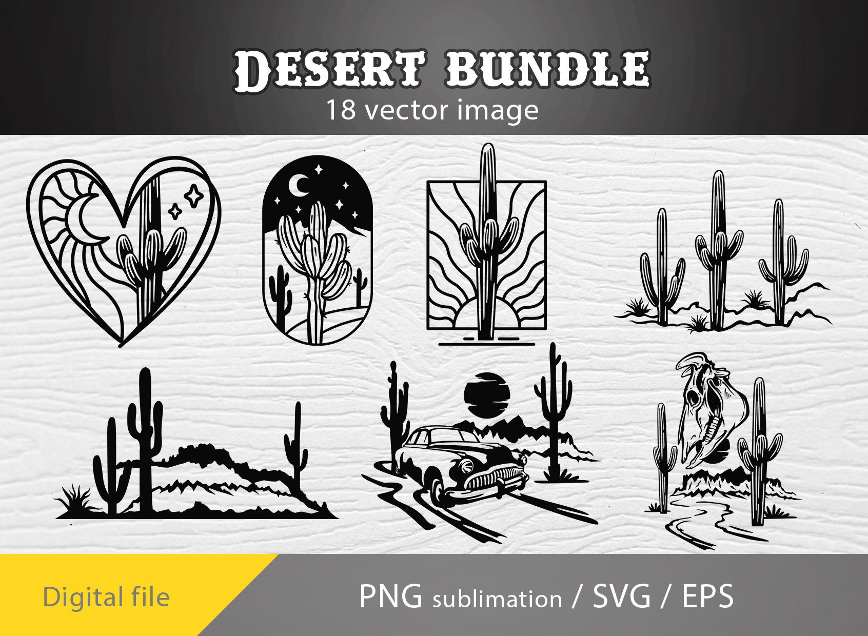 Cactus SVG, Desert Bundle Svg, Desert Landscape SVG, Cricut, Desert ...