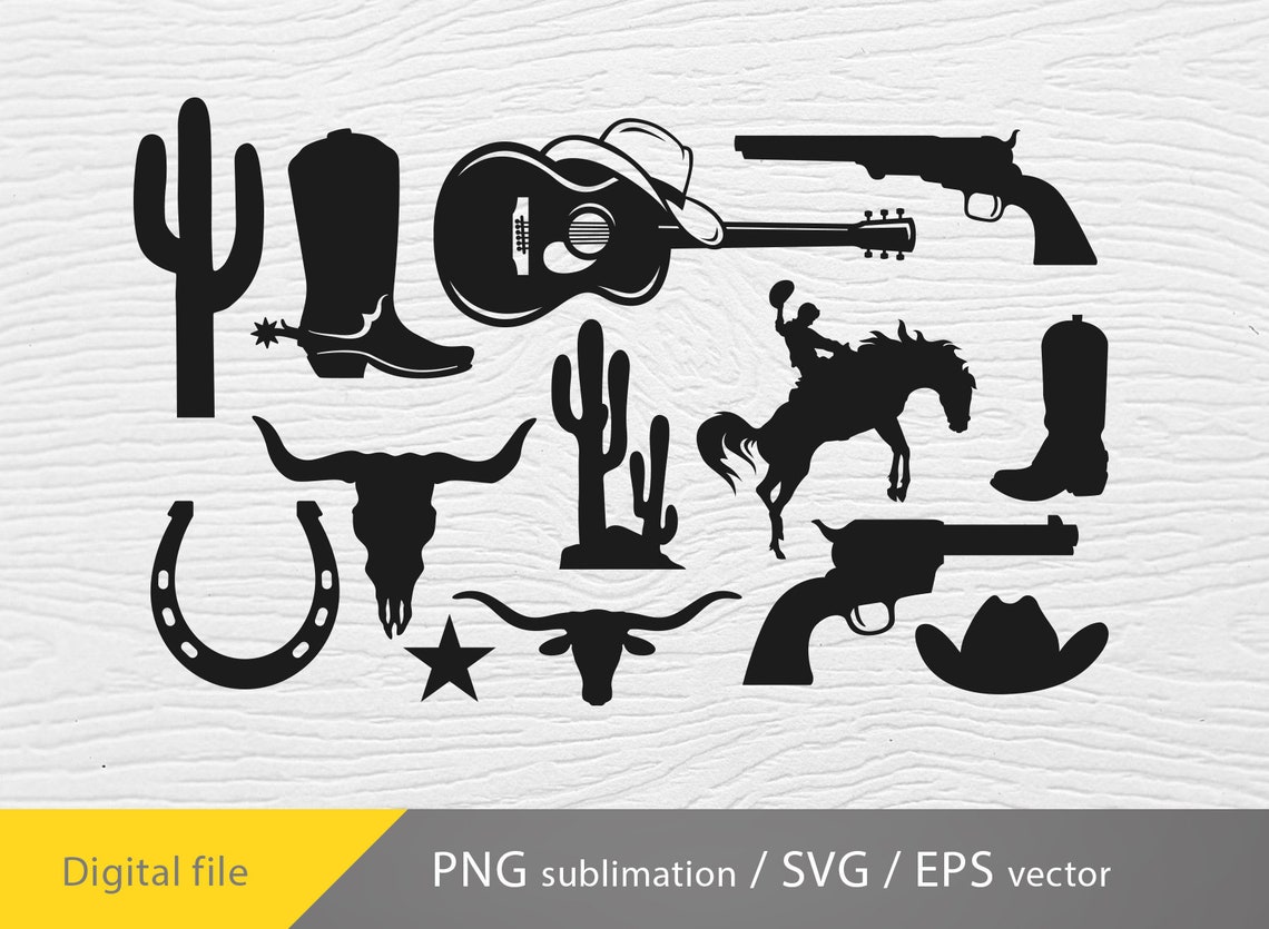 Cowboy Svg Bundle Cowboy Hat Svg Cowboy Boots Svg Cactus - Etsy