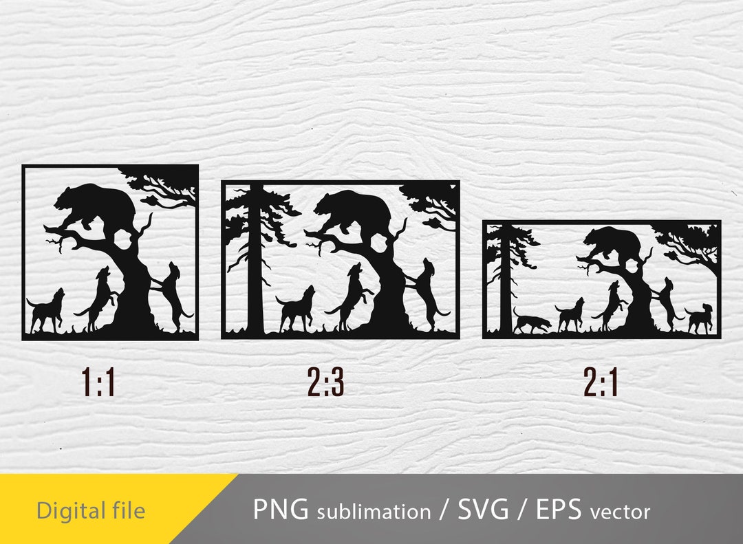 Wildlife Panels Dxf Svg for Laser, Animals Panels for Plasma Cut, Bear ...