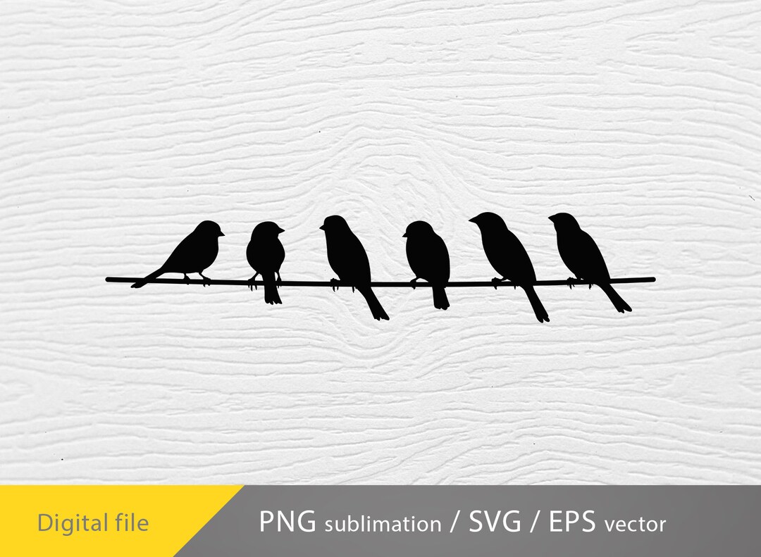 Birds on Wires Svg, Birds on Branches Svg, Bird Silhouette, Flock of ...