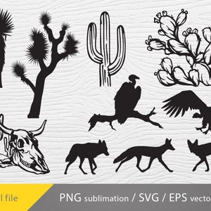 Cactus SVG Bundle, Desert Landscape SVG, Cactus Desert Svg, Succulent ...