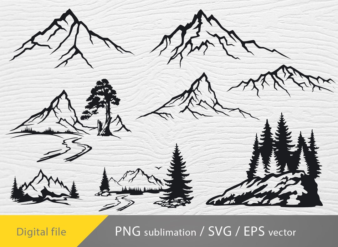 Mountains Bundle Svg, Mountains Landscape Png, Cricut File - Etsy