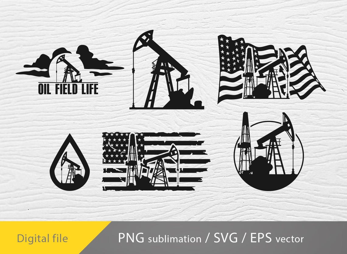 Oil Field Bundle Svg, Oil Field Scene, Oil Derrick Svg, Oil Rig Svg ...