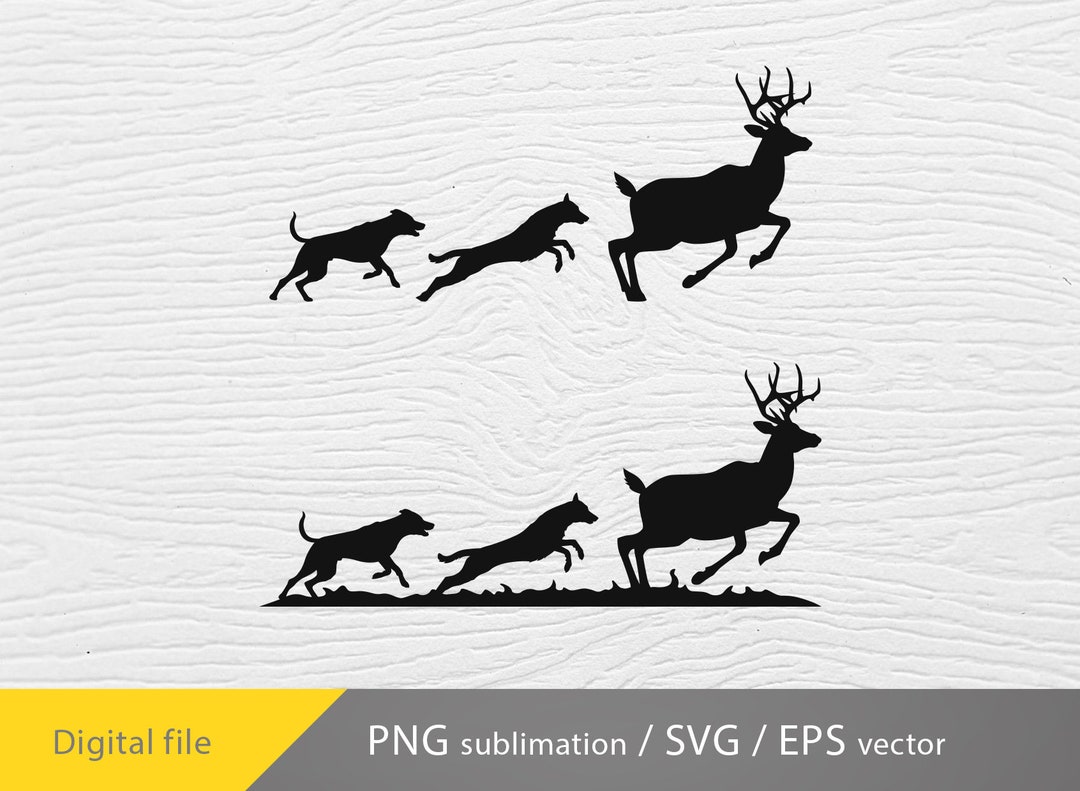 Deer Hunting With Hounds Svg, Deer Hunting Scene, Hounds Running Deer ...