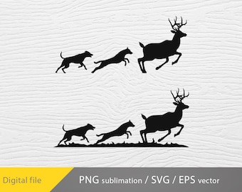 Deer Hunting With Hounds Svg, Deer Hunting Scene, Hounds Running Deer ...