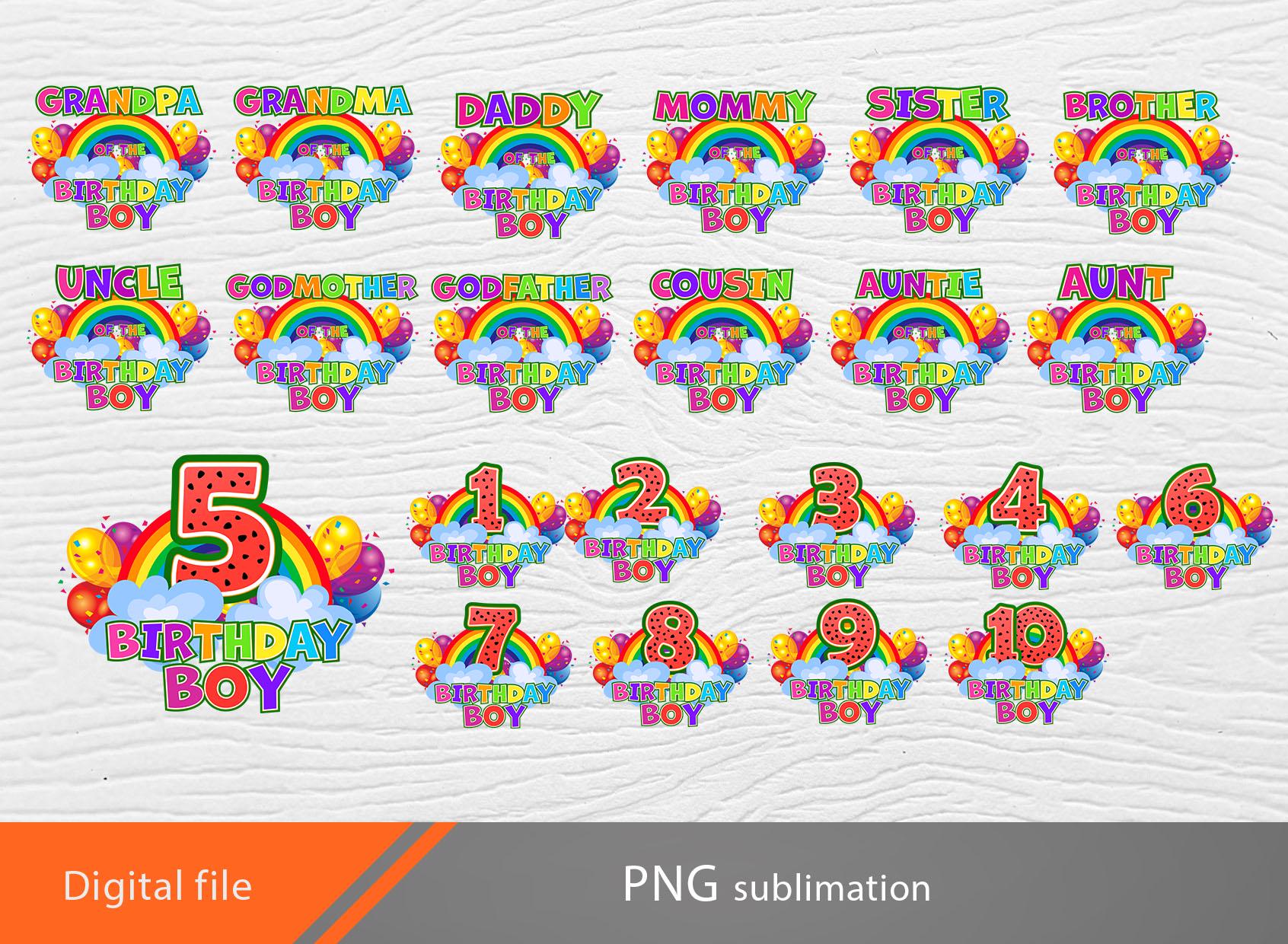Rainbow Birthday Boy PNG, Family Bundle, Rainbow Sublimation, Rainbow ...