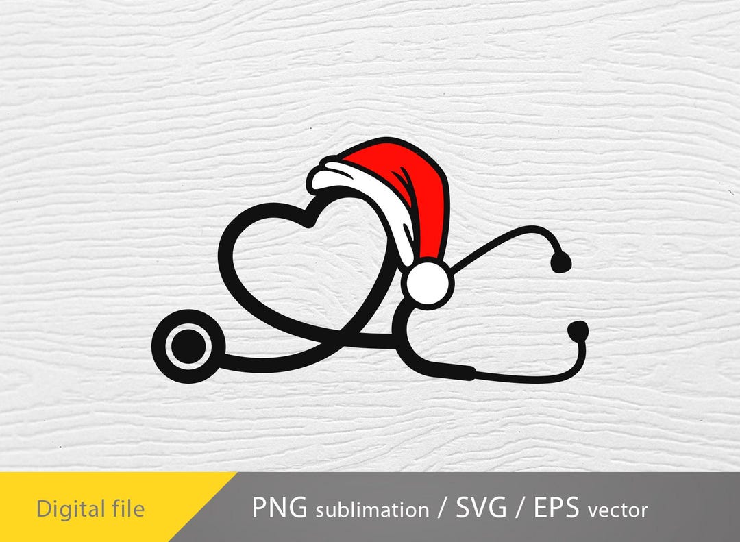 Nurse Christmas Svg, Stethoscope Santa Hat Svg Png Sublimation, Nurse ...