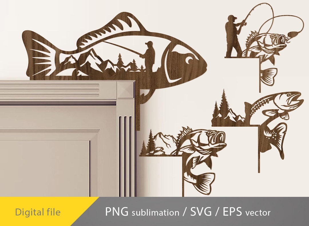Fishing Door Corner SVG Bundle, Bass Door Corner SVG, Home Decor Svg ...