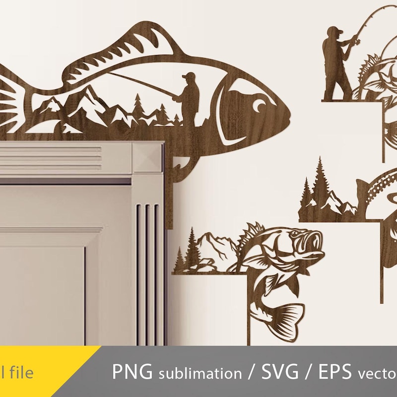 Bass Fishing Scene Dxf - Etsy