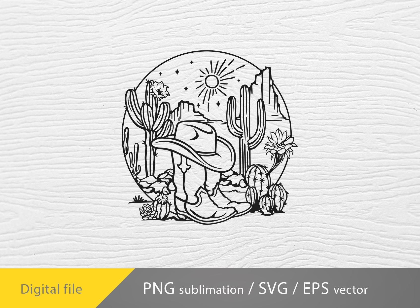 Cowboy Boots and Hat Svg, Cowboy Hat Png, Western Landscape Svg ...