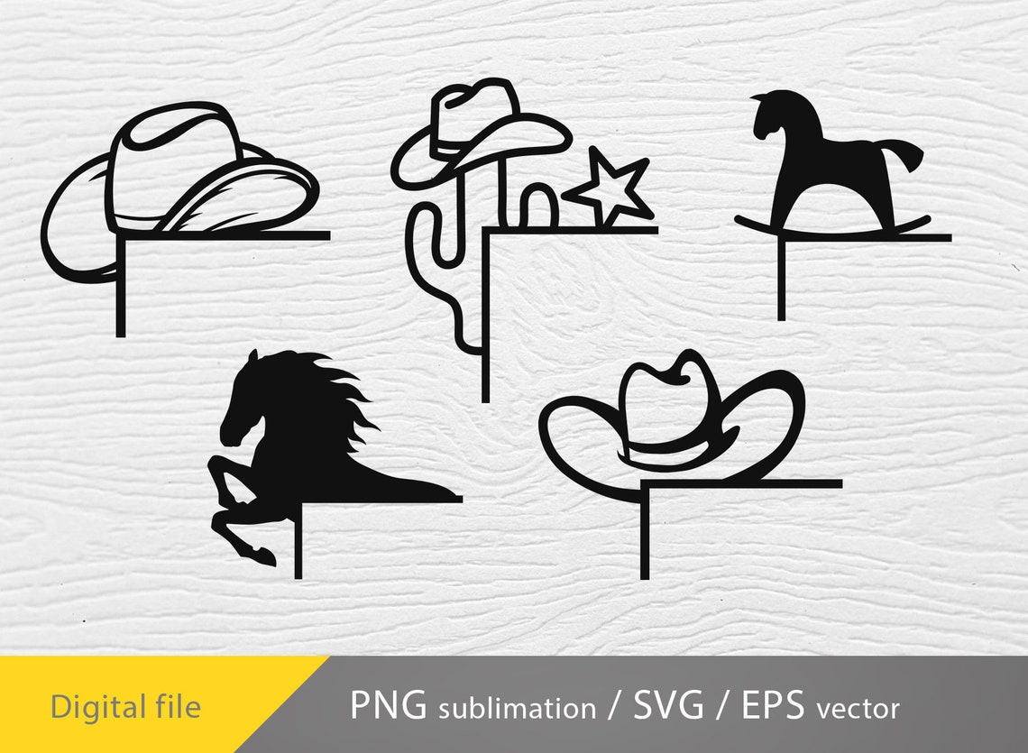 Cowboy Door Corner Svg Laser Cut, Door Decor Svg, Cowboy Home Corners ...