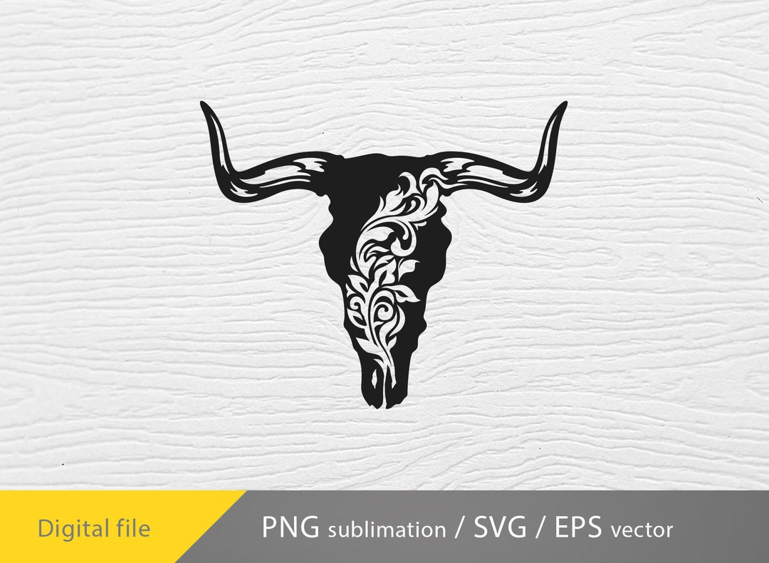 Vintage Western Skull, Cow Skull SVG Cut File, Bull Skull SVG, Cow ...