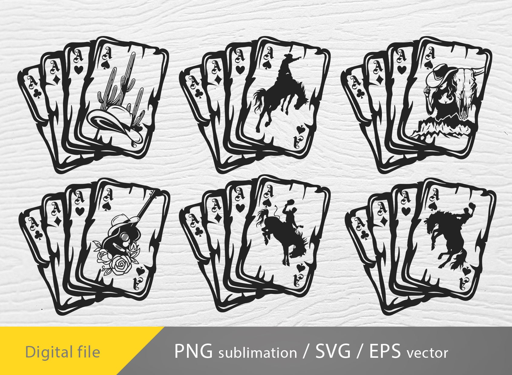 Cowboy Playing Cards Western Bundle Svg, Playing Card Png, Country ...
